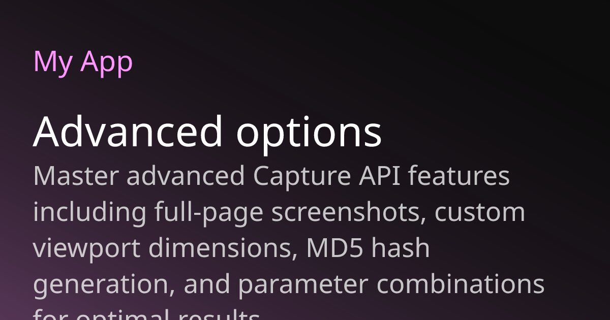 Advanced options | Capture