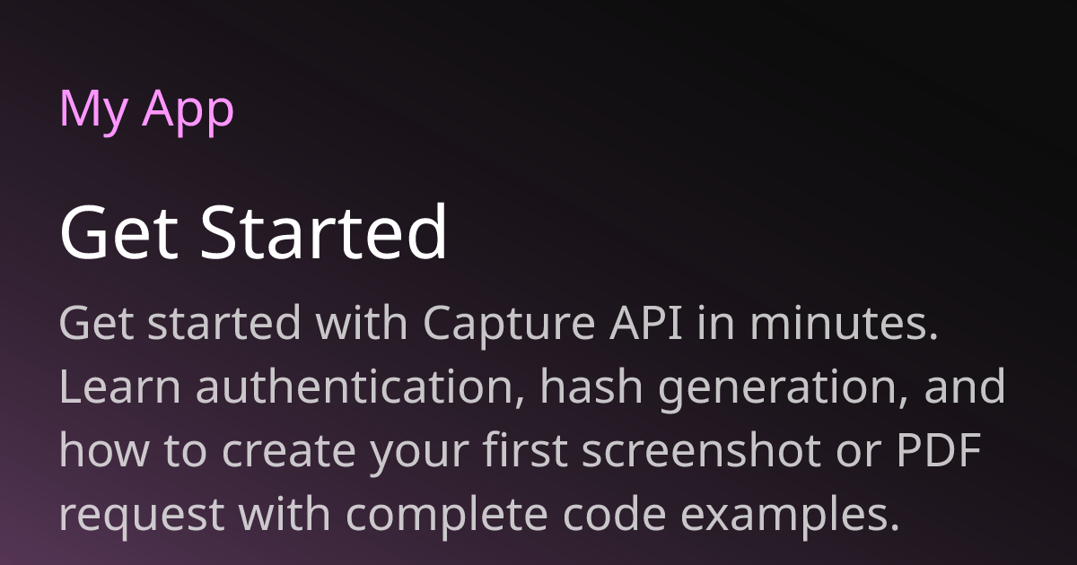 Get Started | Capture